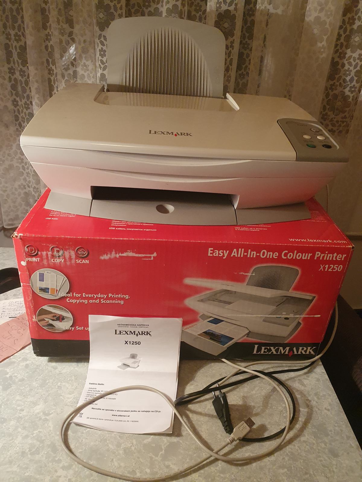 LEXMARK TISKALNIK, KOPIRNIK, SKENER, X 1250 KOMPLET S KABLI PRODAM