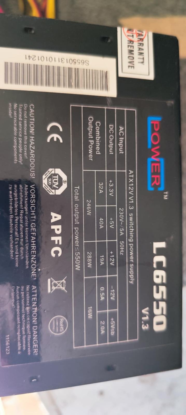550W LC power LC6550 v1.3 napajalnik