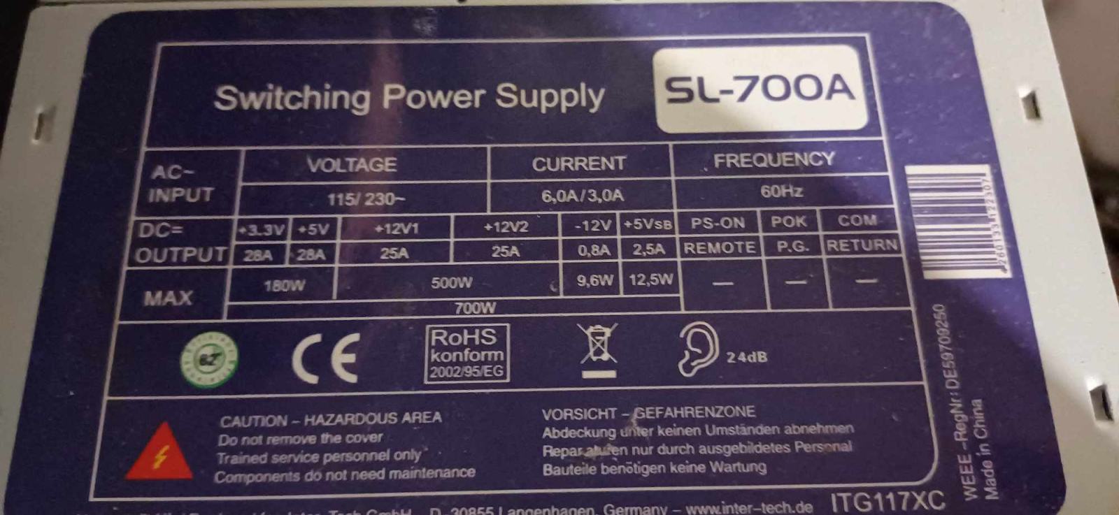700W Inter-Tech SL-700A napajalnik