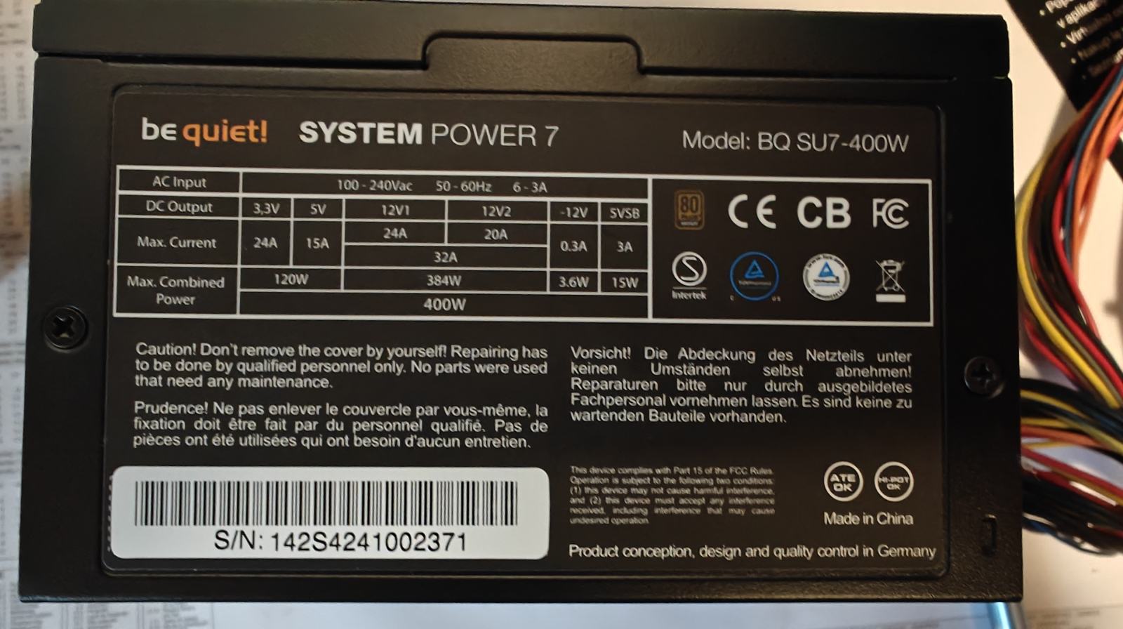 Be Quiet System Power 7 400W prodam