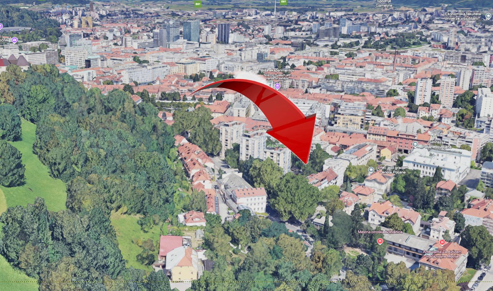 Lokacija garaže: Ljubljana Center, Poljane pod gradom (oddaja)