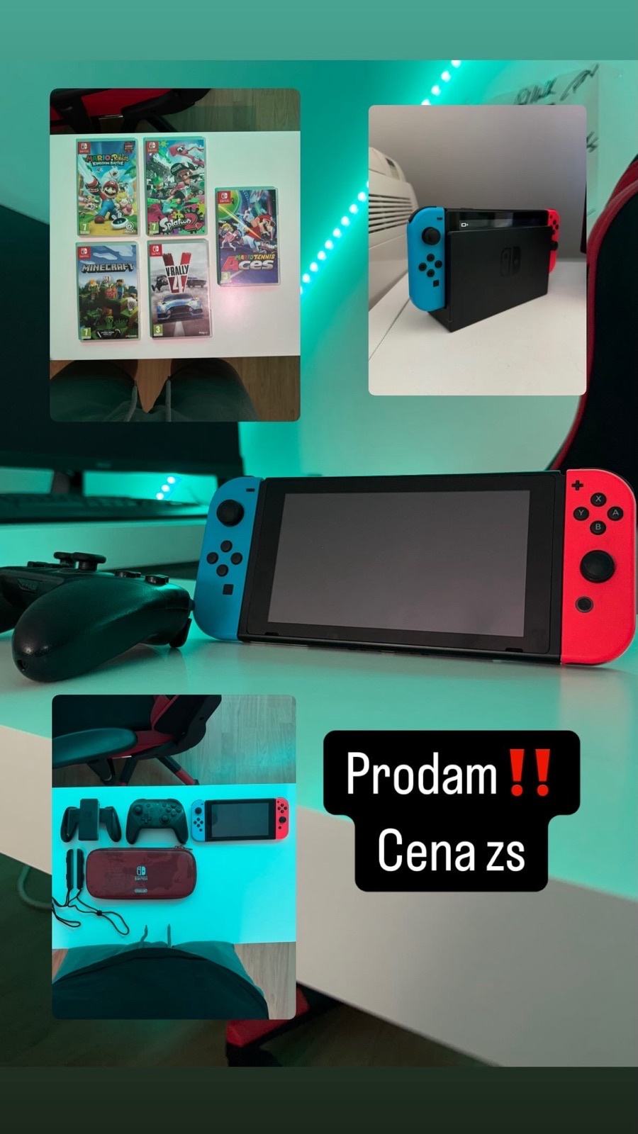 Nintendo Switch + Pro Controller + Igrice + torbica