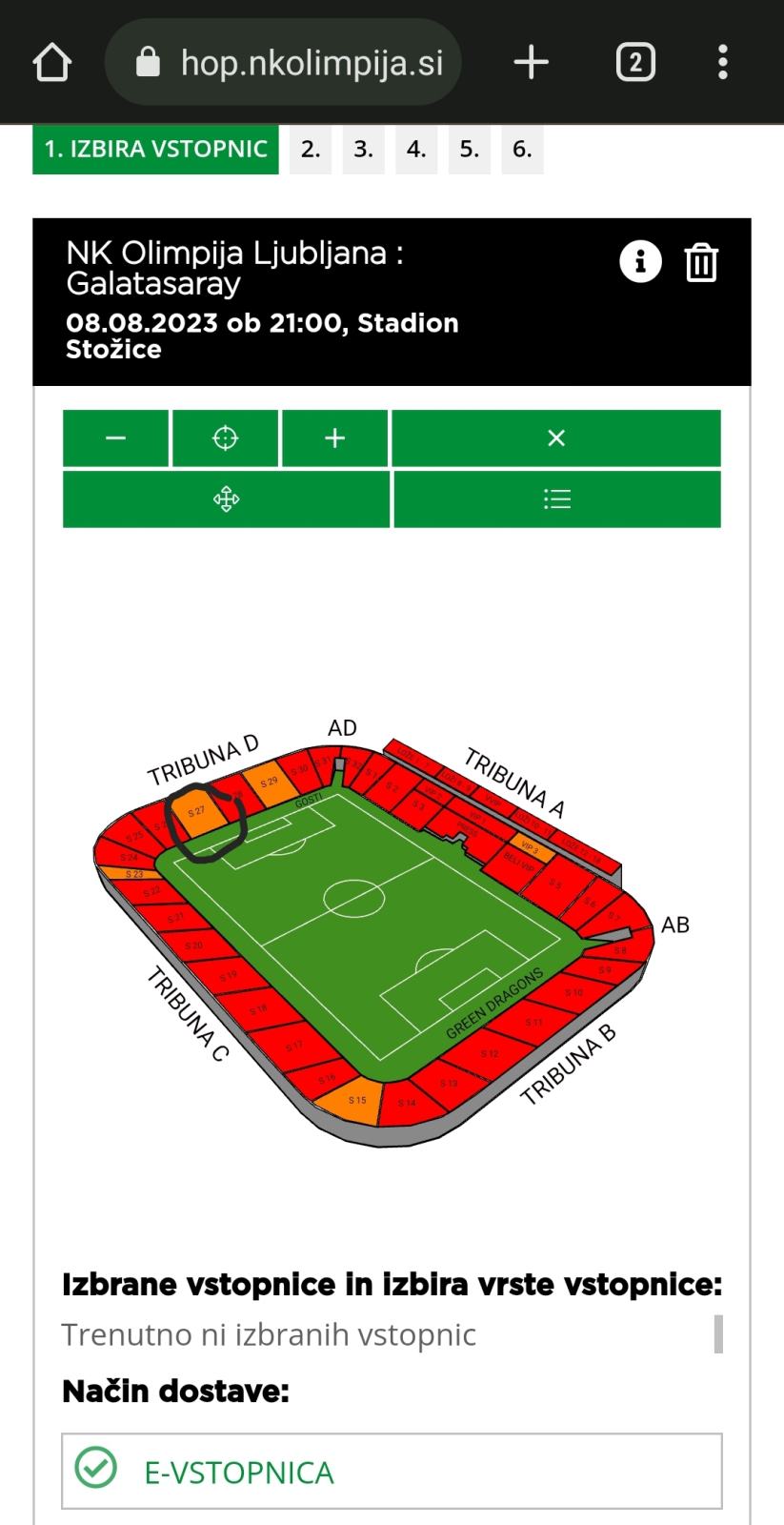 Vstopnice za tekmo NK Olimpija Ljubljana - Galatasaray