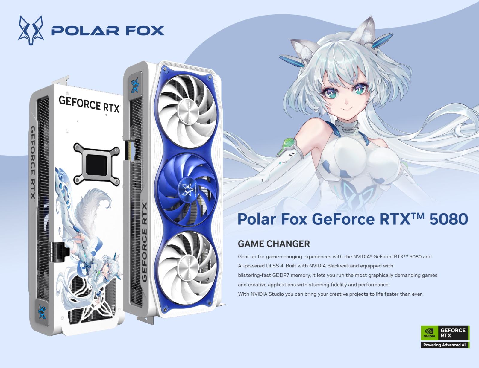 Grafična kartica Manli Polar Fox GeForce RTX™ 5080 16 GB – White