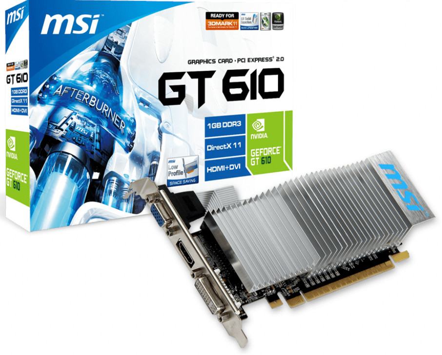Grafična kartica MSI GeForce 610 GT 1GB RAM (pasivno hlajenje)