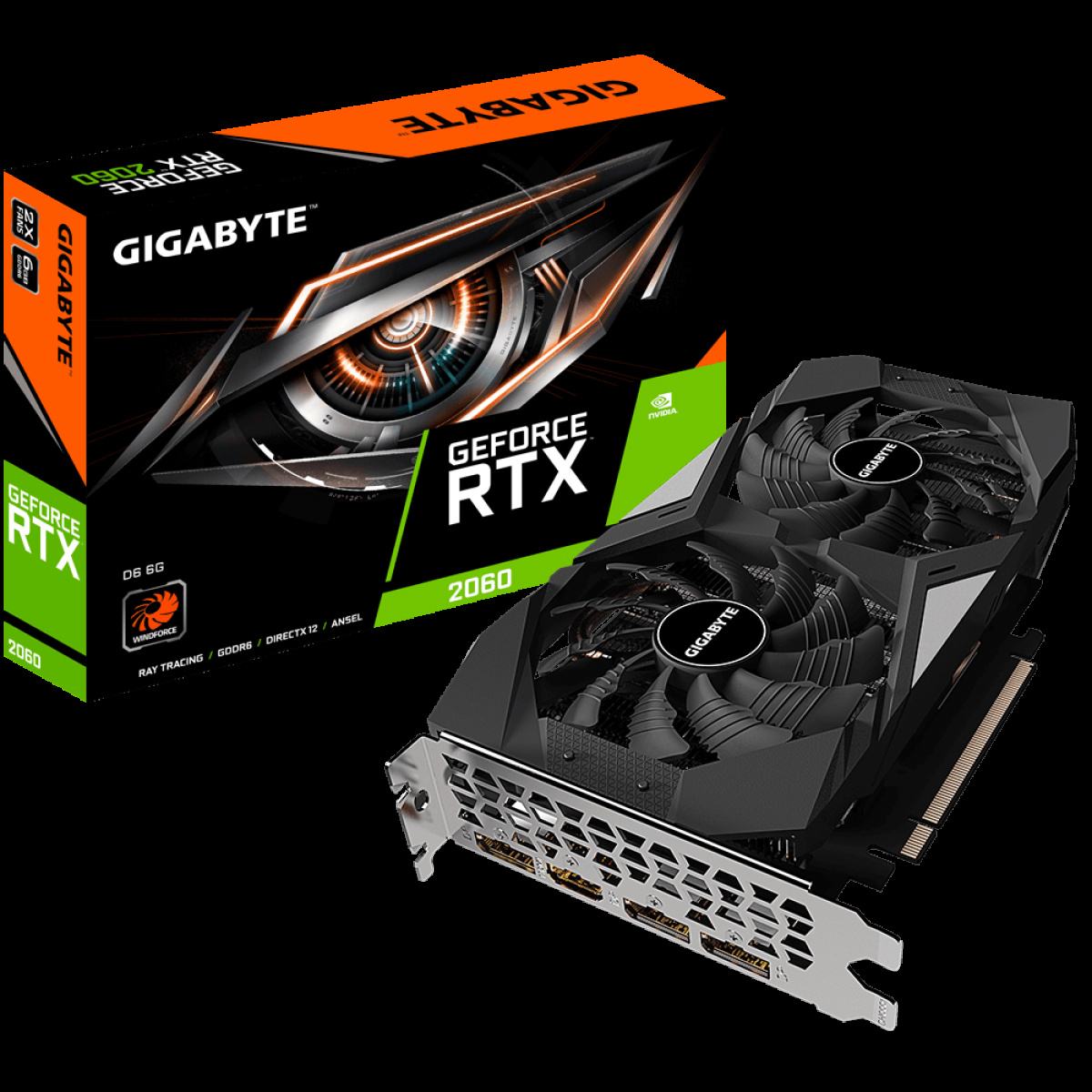 Nvidia GeForce Gigabyte GTX 2060 WINDFORCE OC 6GB