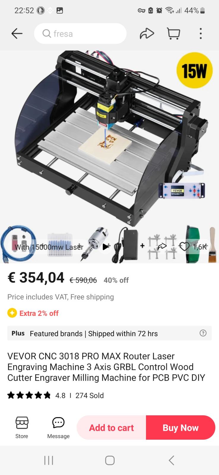 Graver Vevor cnc 3018 pro max 15w laser