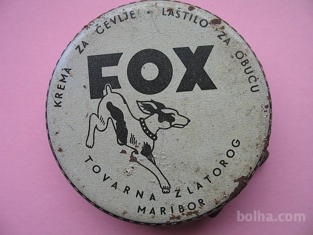 FOX TOVARNA ZLATOROG MARIBOR:KREMA ZA ČEVLJE/KOVINSKA EMBALAŽA