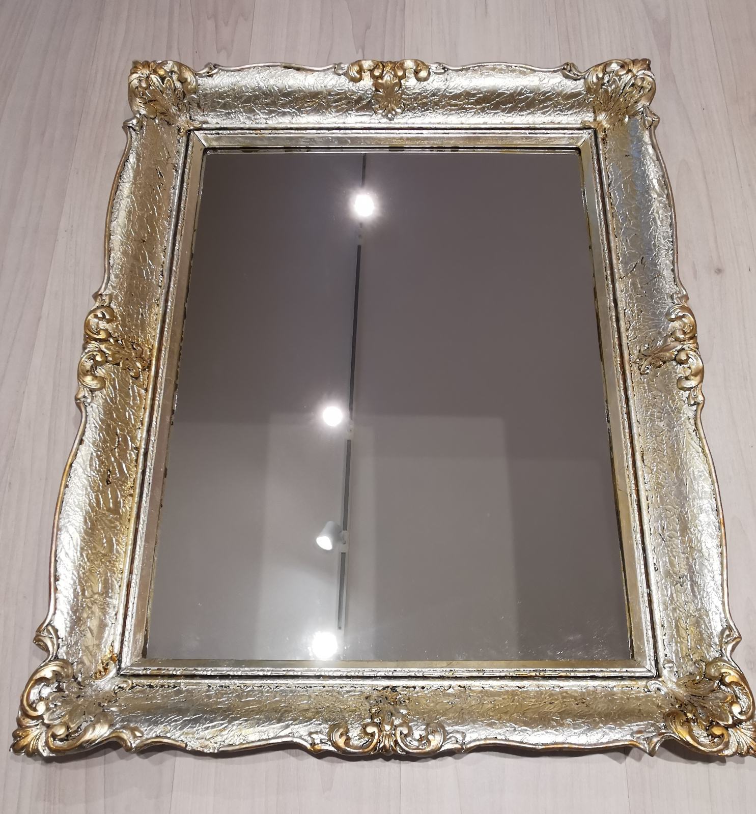 Ogledalo barok srebrni lističi pozlačen