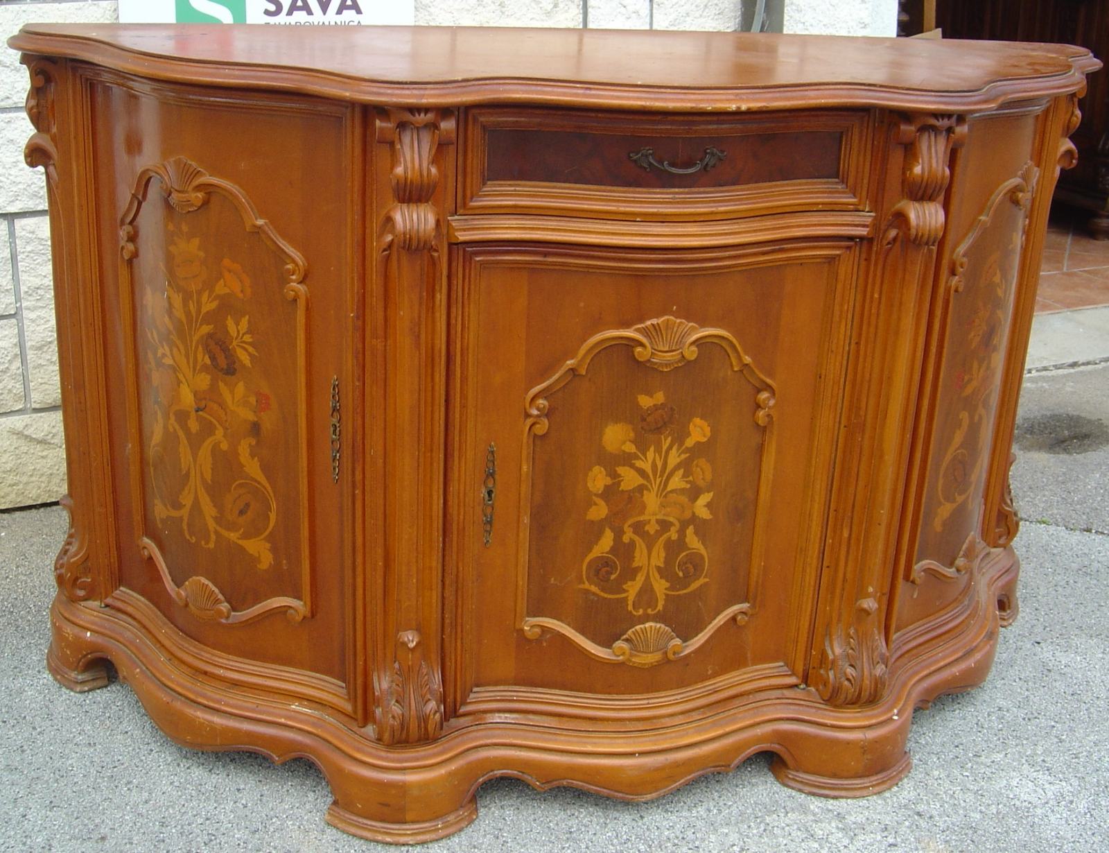 KOMODA INTARZIJE, BAROČNI STIL, STARA OMARICA, STARINSKA KREDENCA