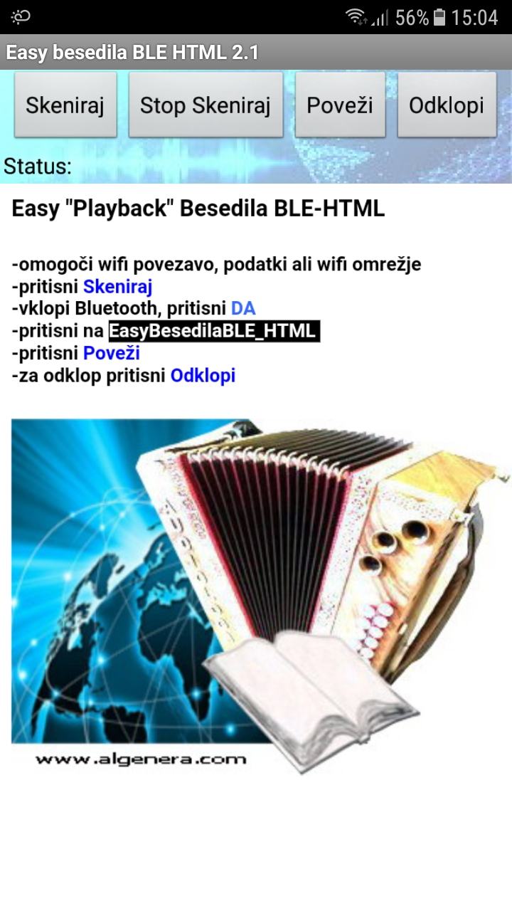 Diatonična Playback harmonika BLE-HTML set z aplikacijo