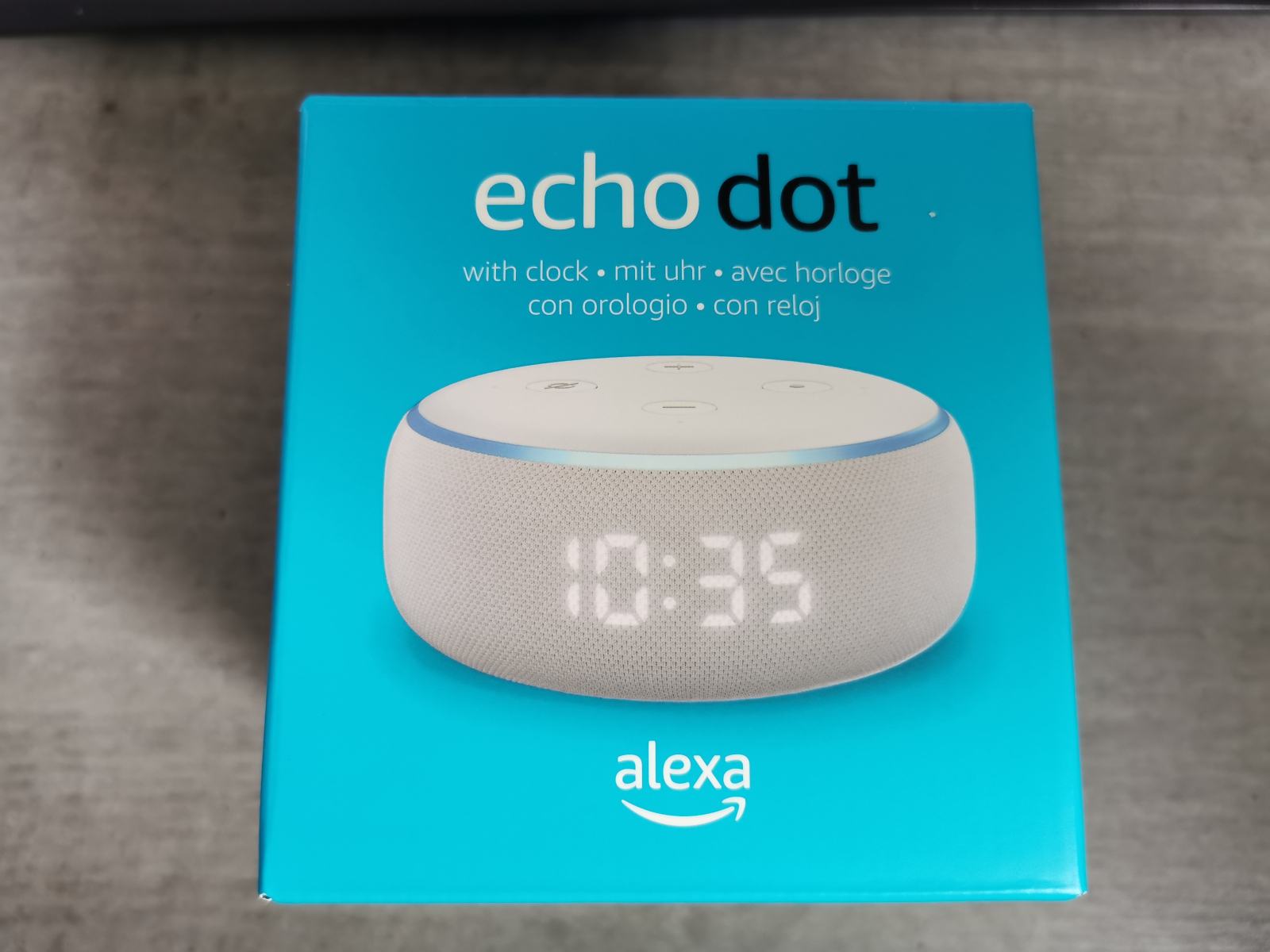 Amazon Alexa Echo Dot z uro (3. generacija) - sandstone fabric