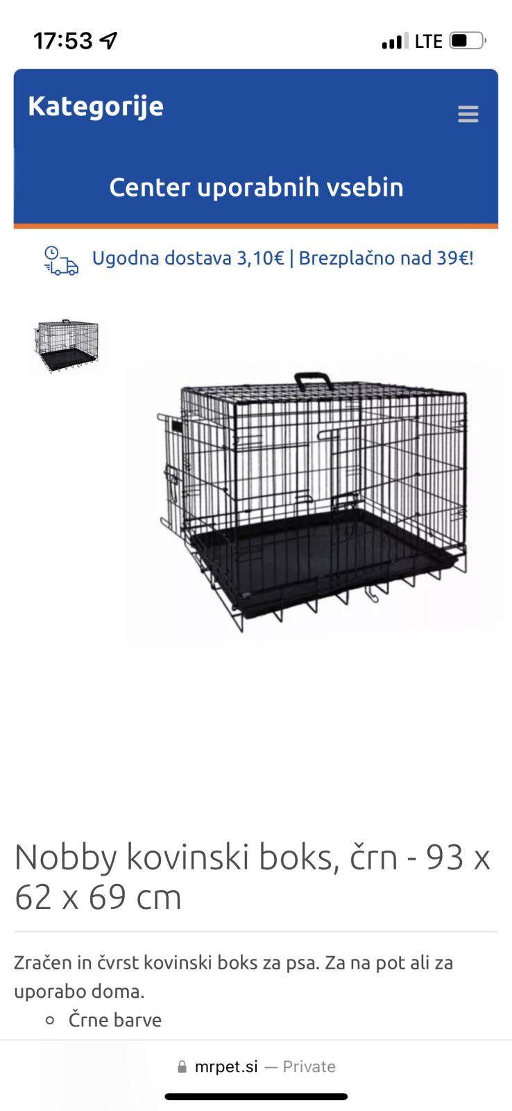 Kovinski boks za psa