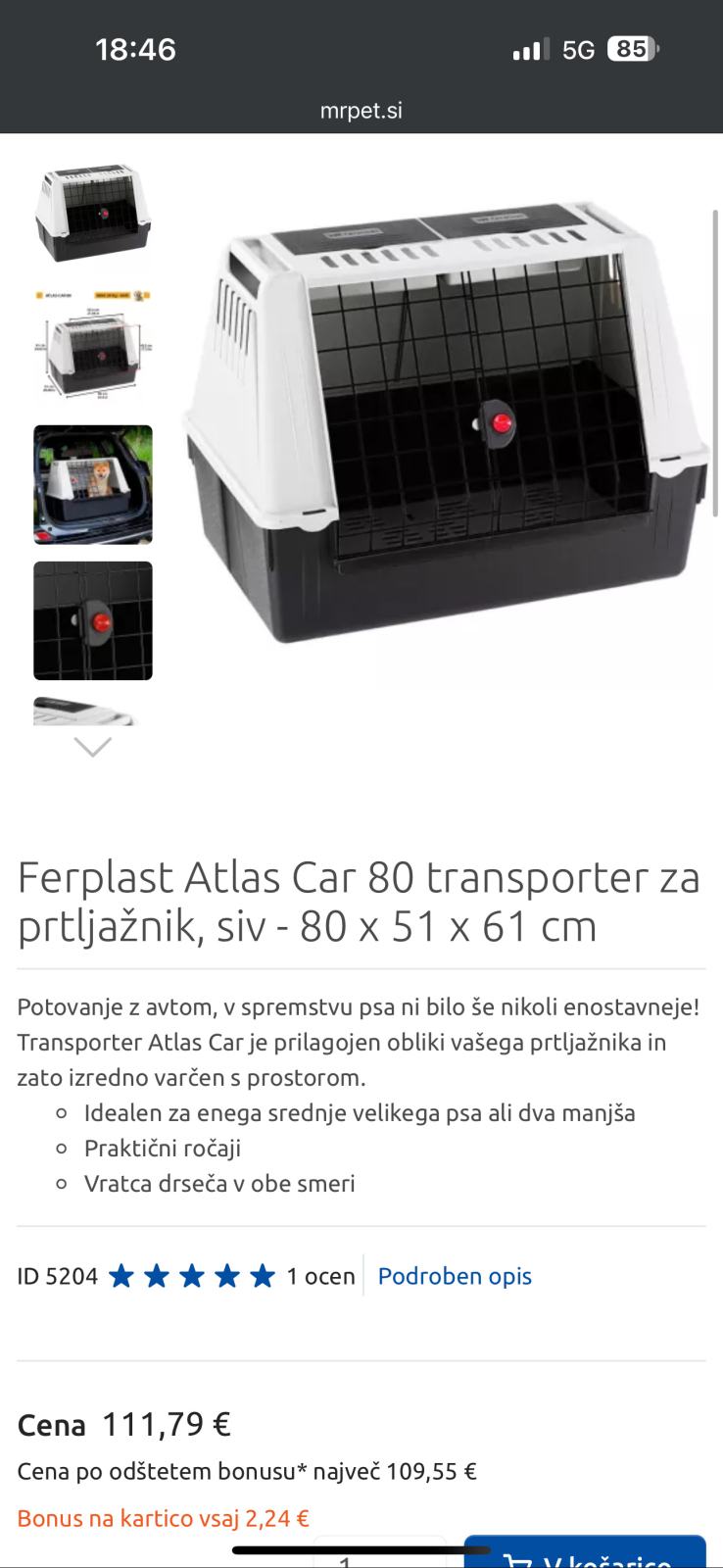 Prodam transportni box za psa