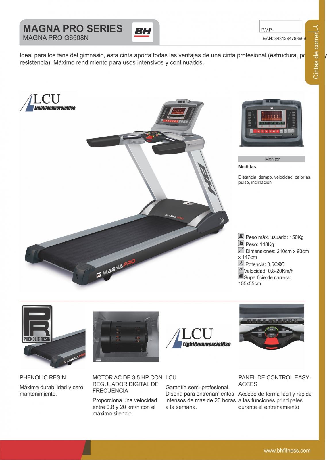 BH FITNESS tekalna steza MAGNA PRO