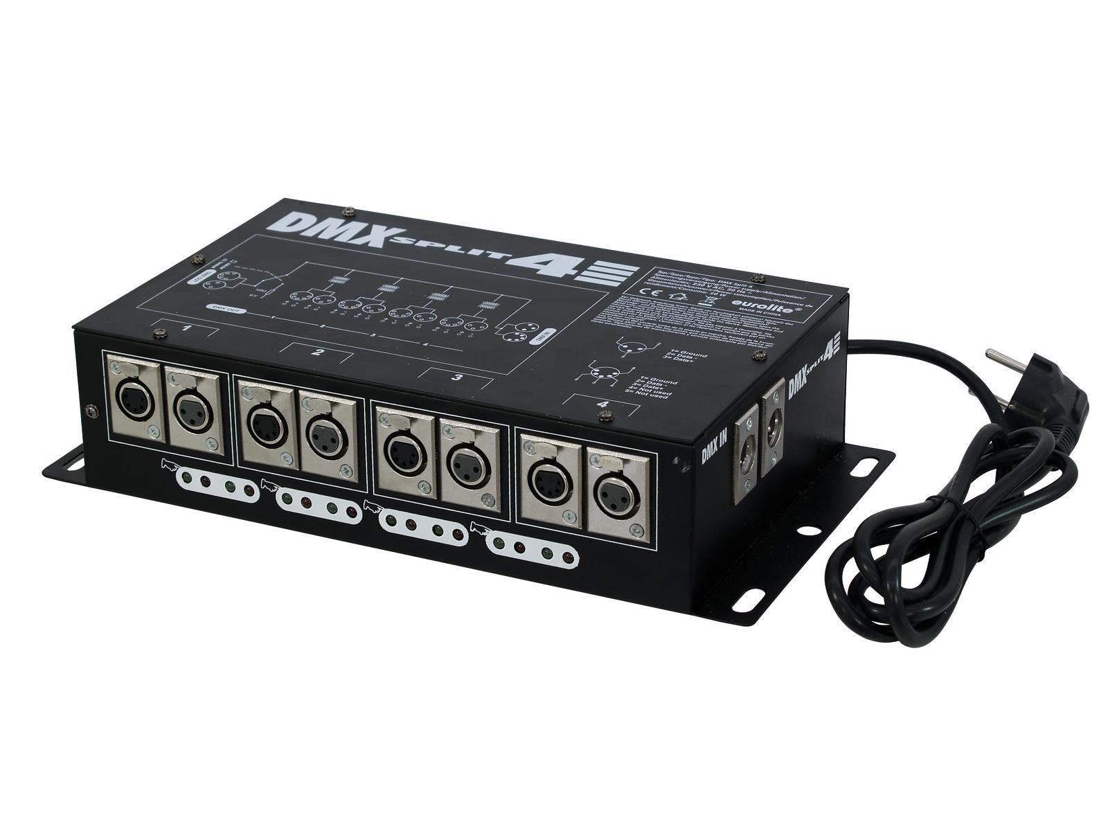 Eurolite DMX Split 4 DMX razdelilnik, 4-smerni 3-pinski XLR 5-pinski