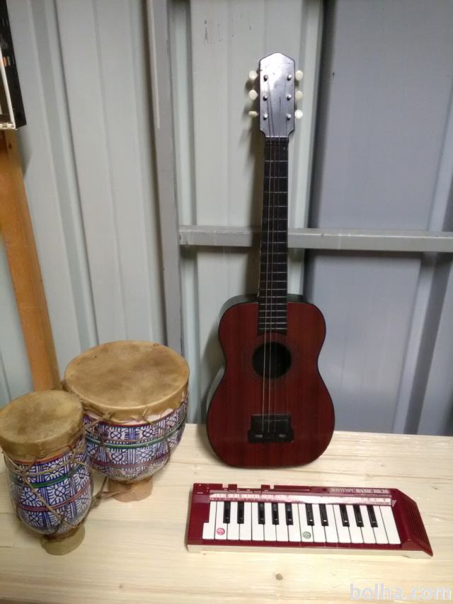 KOMPLET GLASBIL ZA OTROKE: BOBEN, KITARA, KLAVIATURA