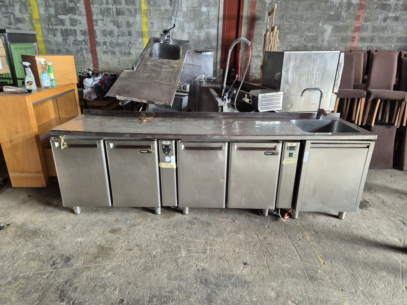 Inox delovni pult s koritom inox miza