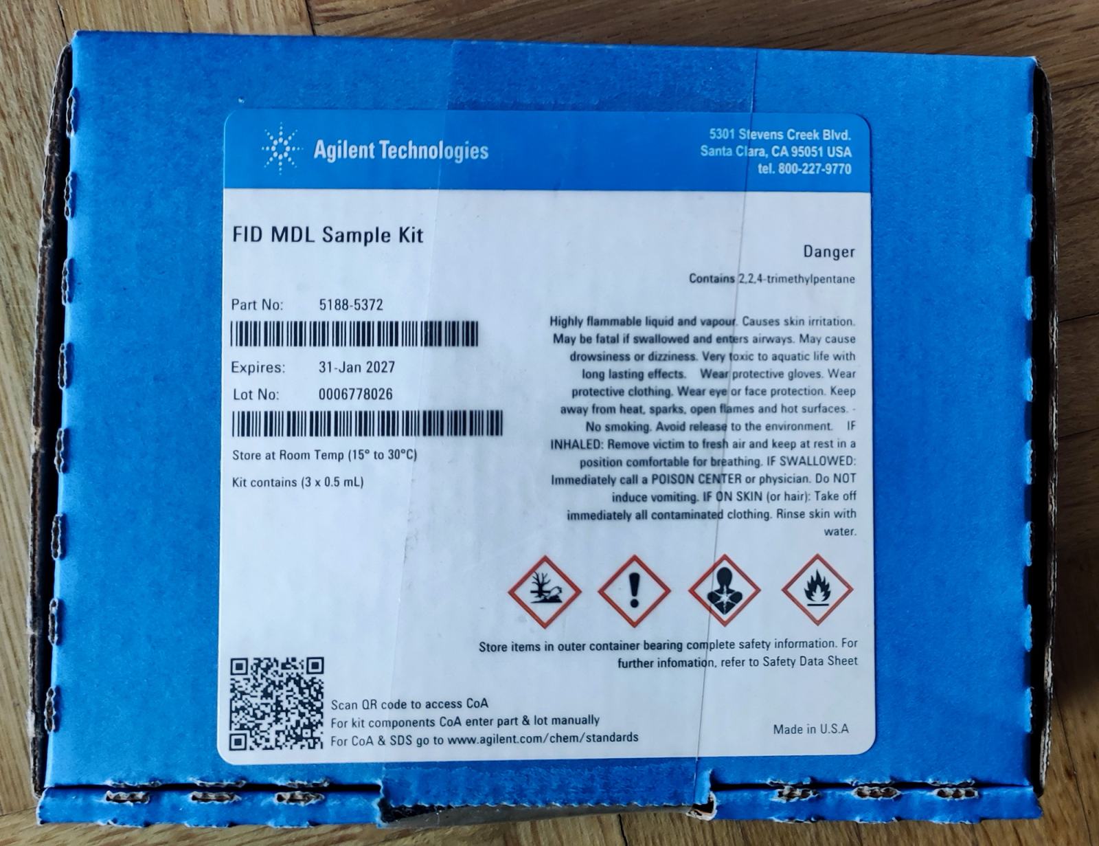 agilent fid mdl sample kit 5188-5372