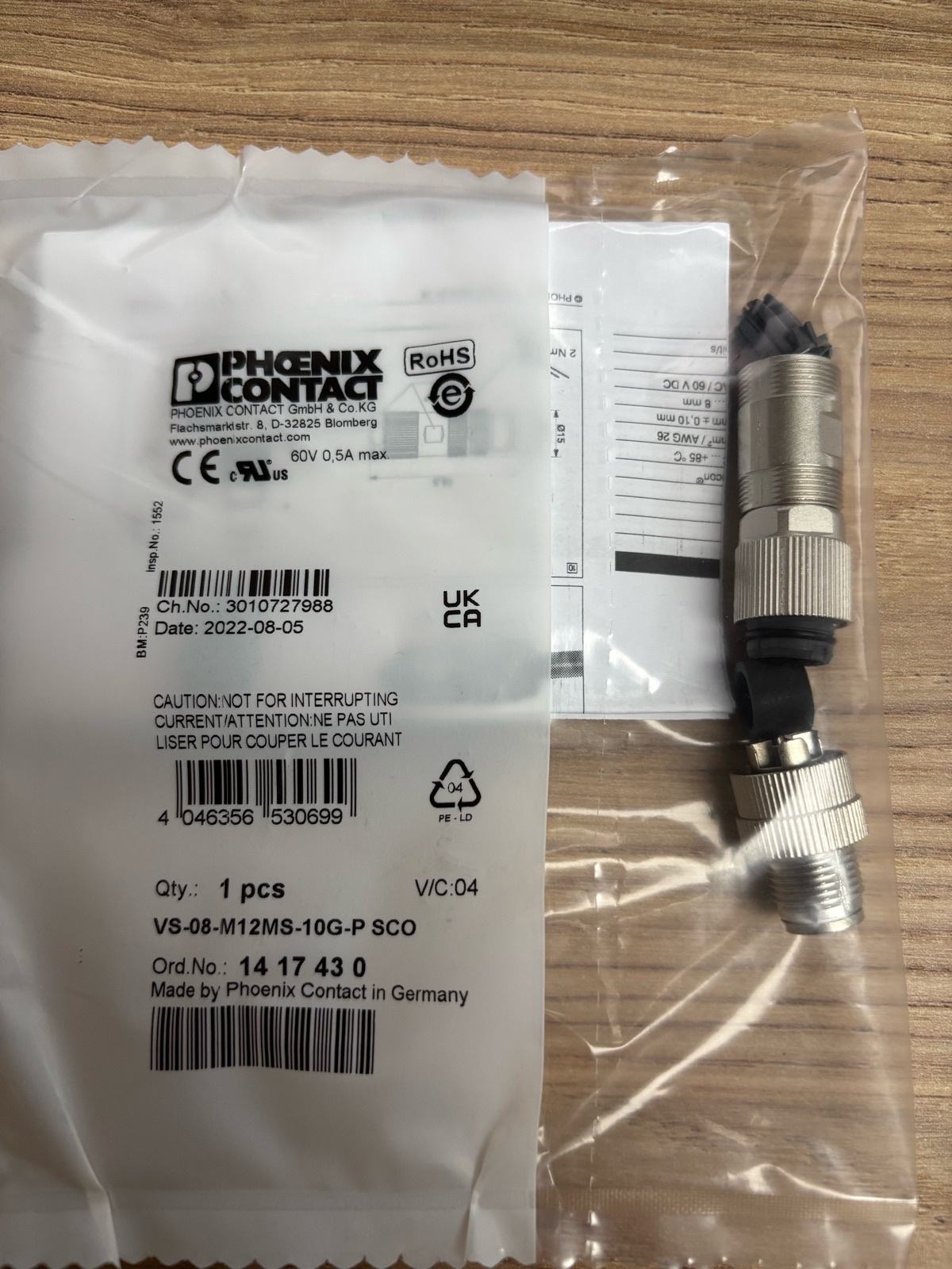 Konektor M12 GigE Ethernet 8pin X-coded Phoenix