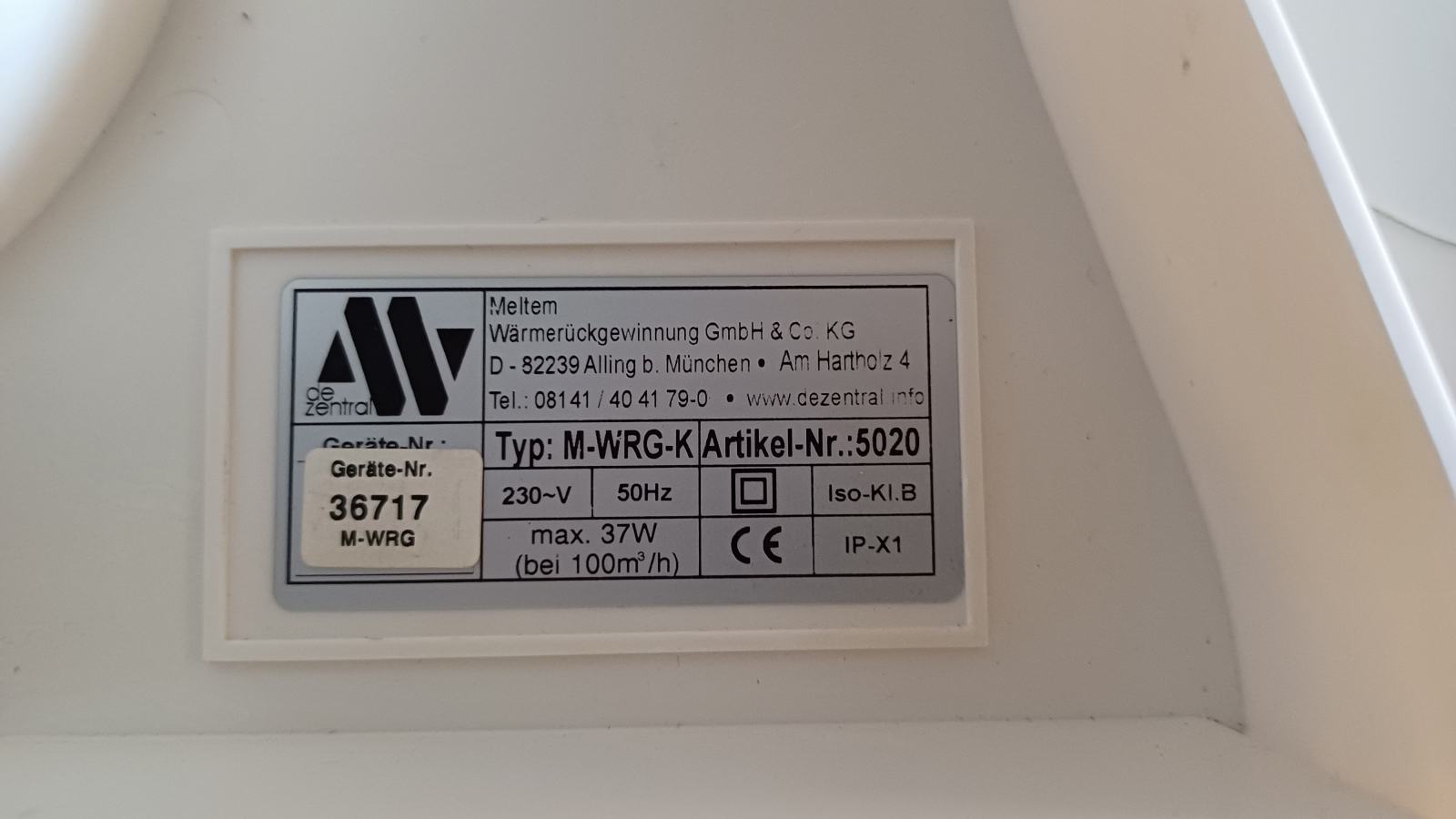 Rekuperator MELTEM M-WRG-K nr.5020