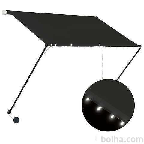vidaXL Zložljiva tenda z LED lučmi 100x150 cm antracitna