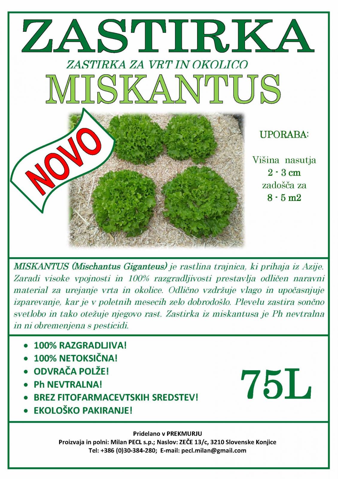 Zastirka in stelja iz Miskantusa