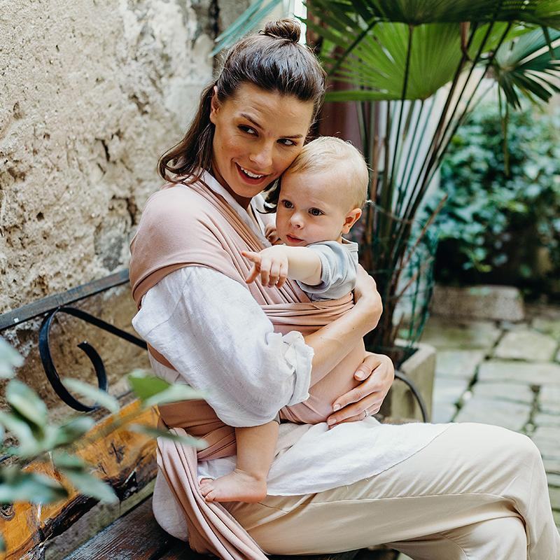 Nosilka Boba wrap Serenity Bloom, nežno roza trak