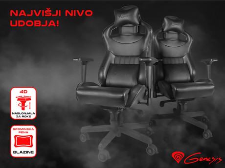 GENESIS profesionalni gaming stol NITRO 950, ergonomski, nastavljiv na