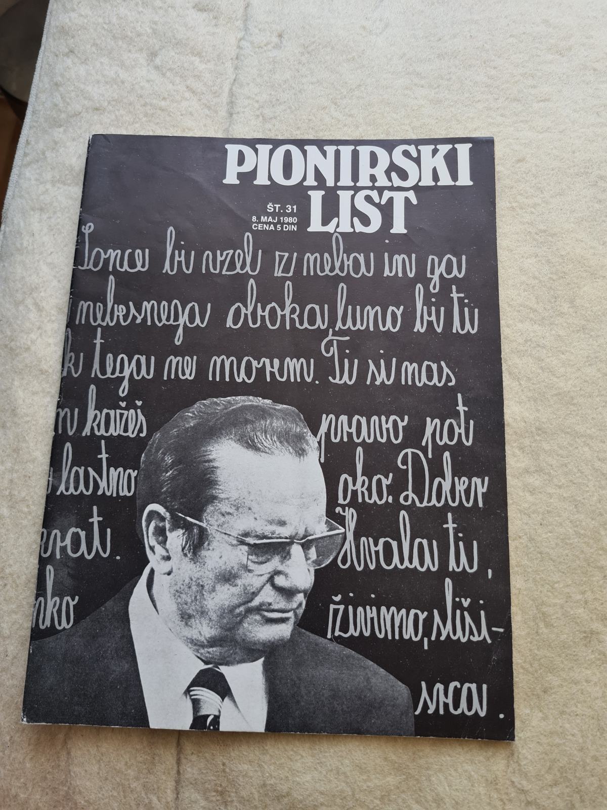 Pionirski list št. 31 z dne 8.maj 1980, posvečen Titu