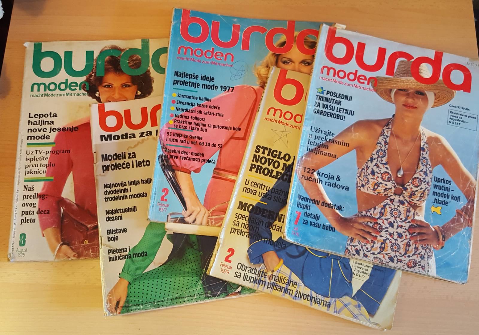 Vintage magazine Burda Stare revije Burda z kroji letnik 1975, 1977..