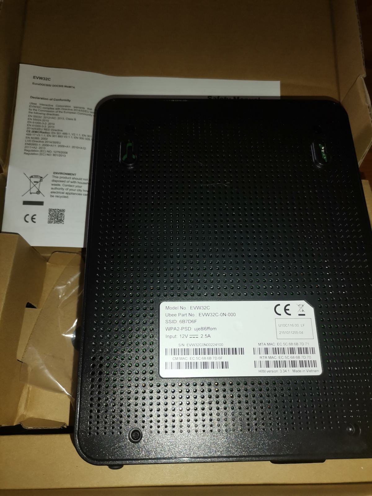 Modem Safety Manual ubee EVW32C