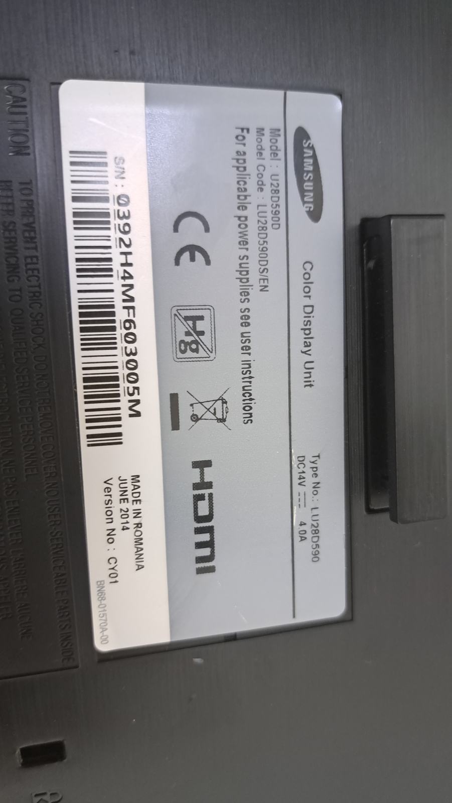 Monitor SAMSUNG 28-inch Ultra HIGH Definition LED (U28D590D)