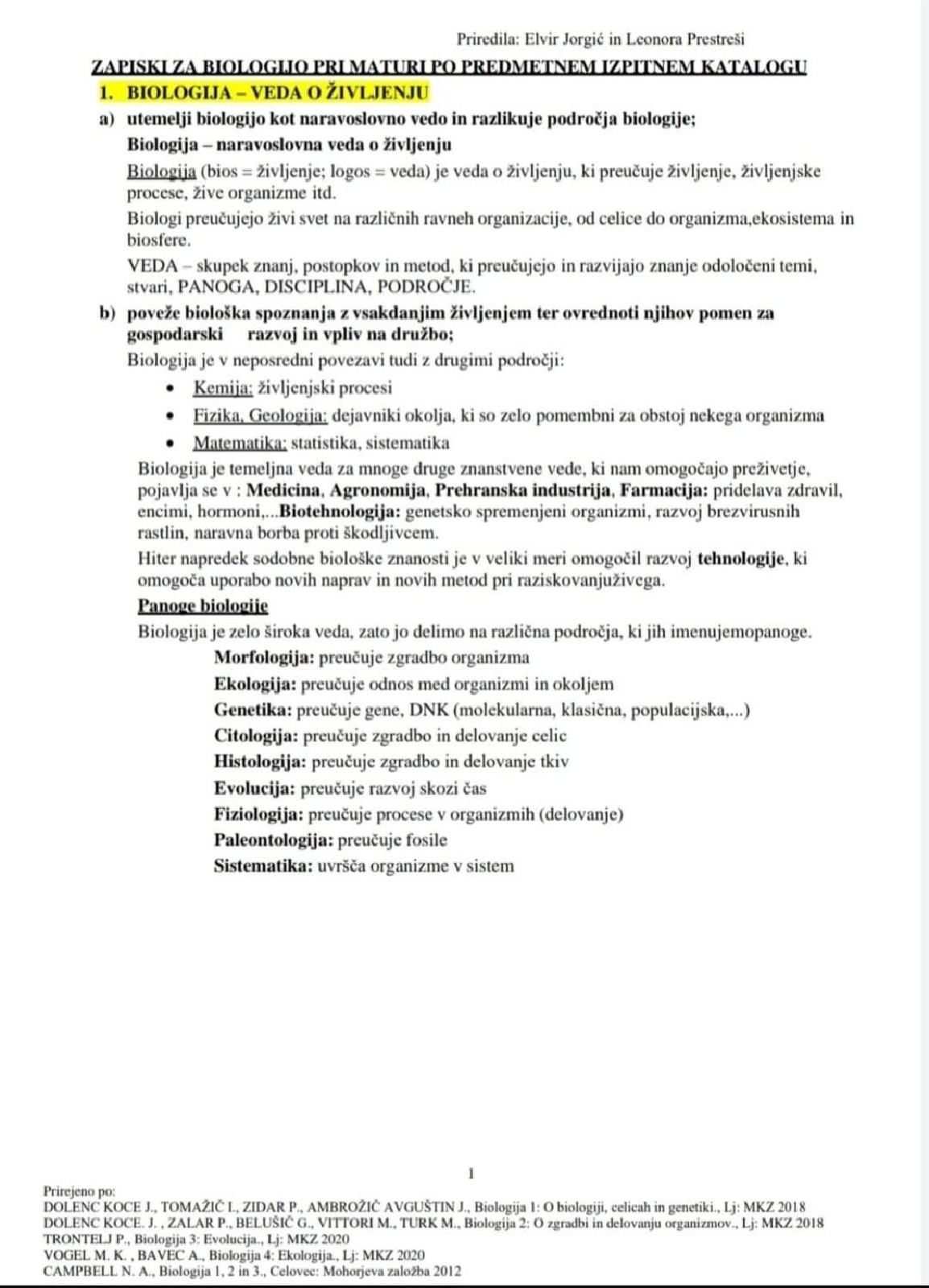 Zapiski za biologijo, geografijo in matematiko ustni na splošni maturi