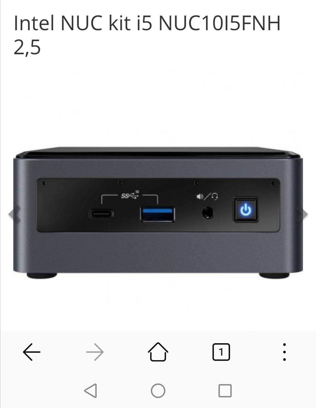 Intel NUC kit i5 NUC10I5FNH 2,5 Intel NUC kit i5 NUC10I5FNH 2,5 Intel