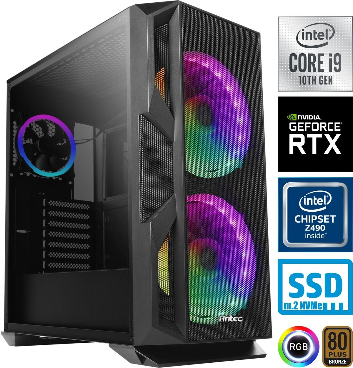 Računalnik MEGA 9000X i9-10900KF 10SSD32 4T RTX3080 W-Fi BT RGB BL