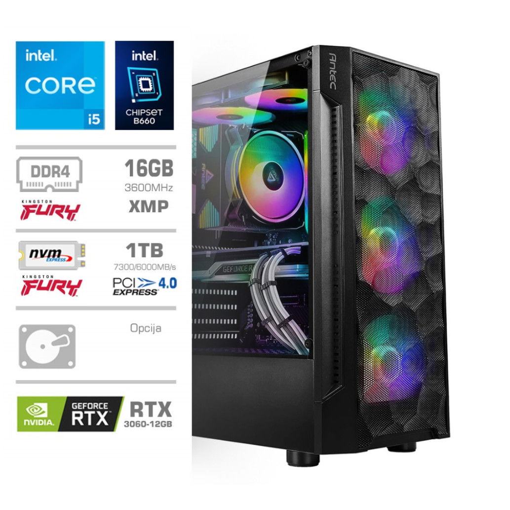 Računalnik MEGA TWR S7 i5-12400F | RTX 3060 12GB | 16GB | 1TB | 750W