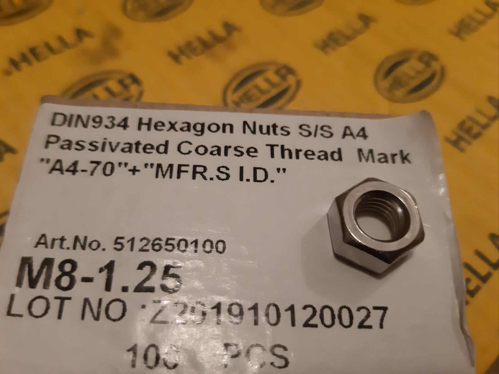 INOX matice M8-1.25 DIN934