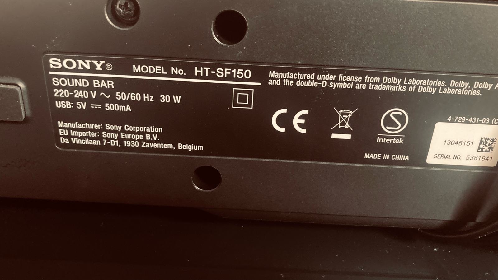 Sound bar SONY HT-SF150