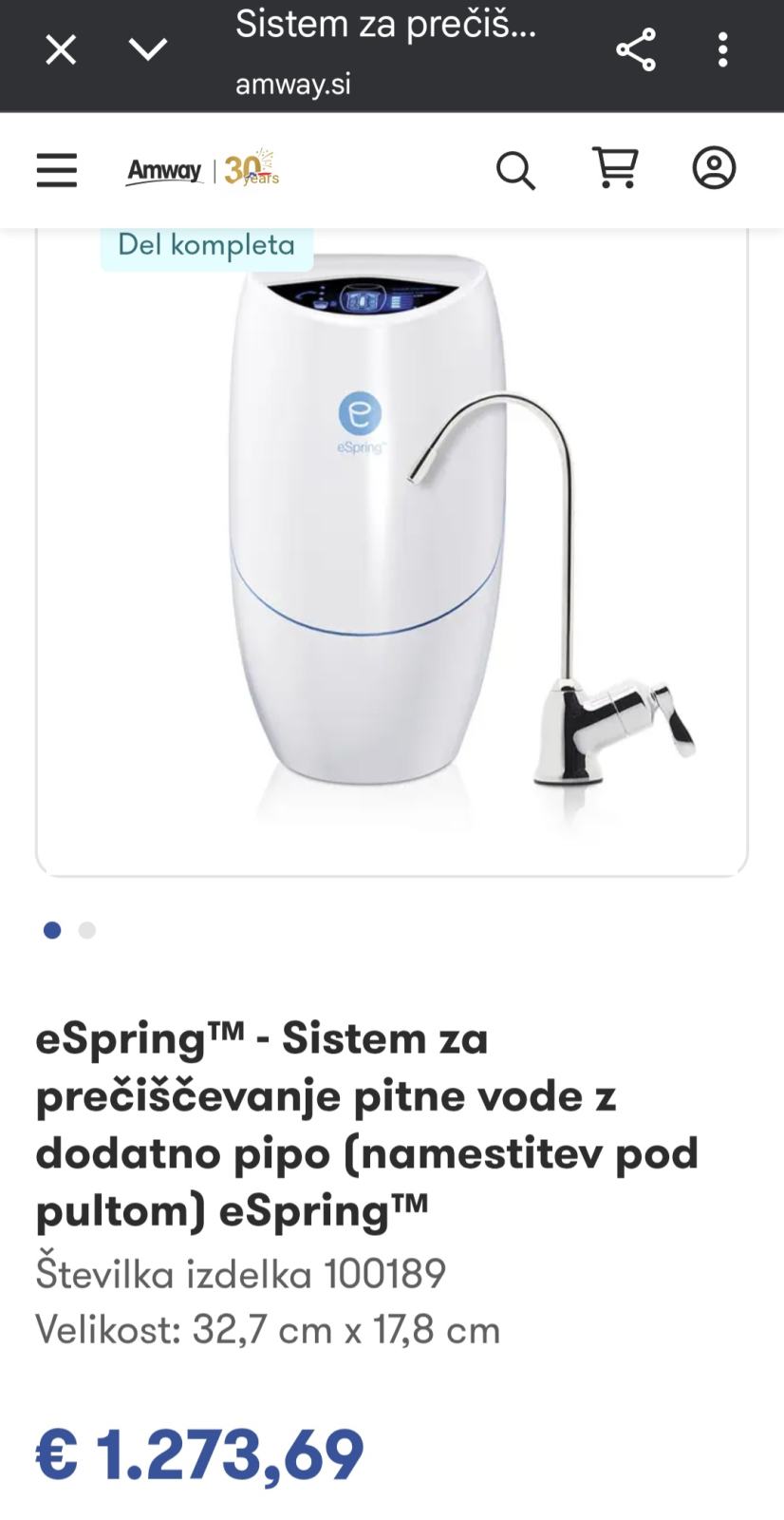 sistem za prečiščevanje pitne vode espring