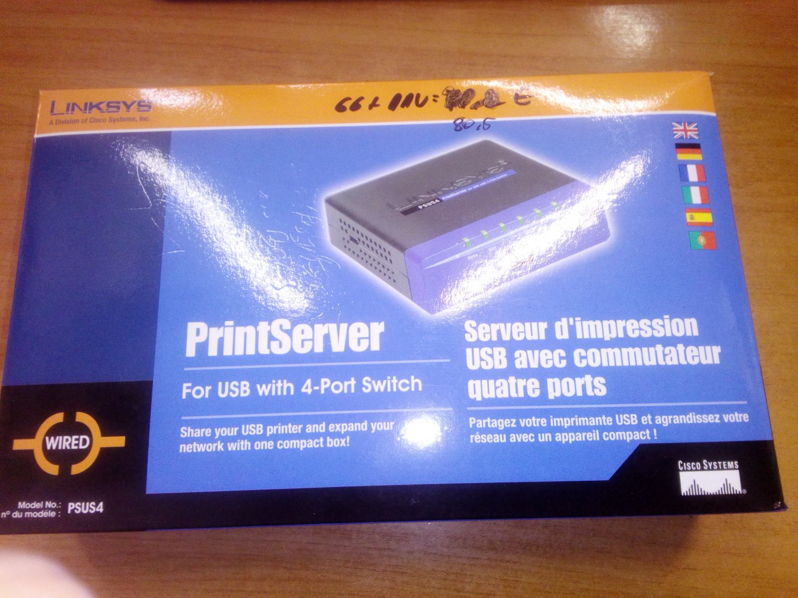 printserver usb razdelilec linksys psus4 za 1/4 cene
