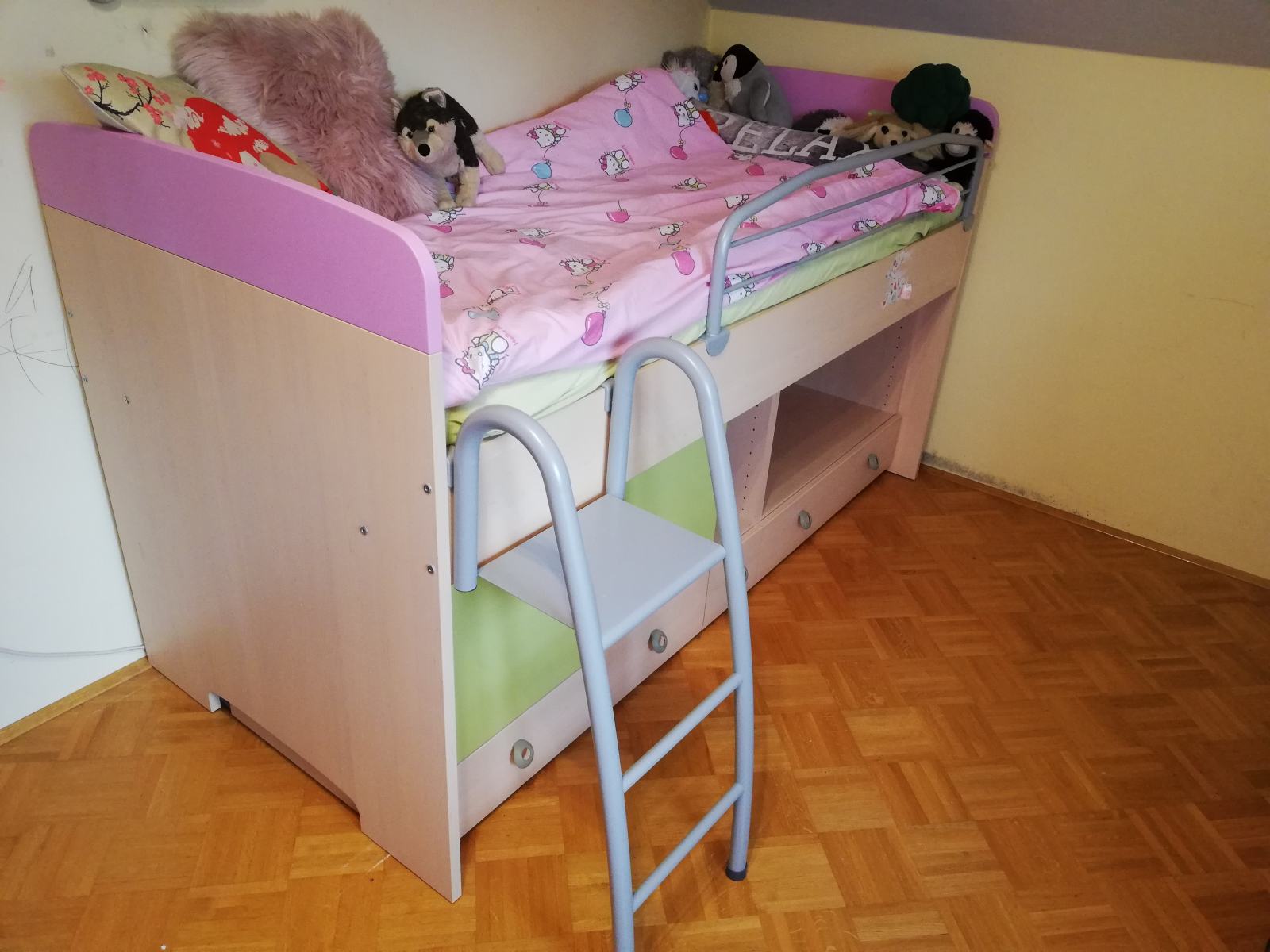 Otroska postelja pograd v visino lestev 90x200