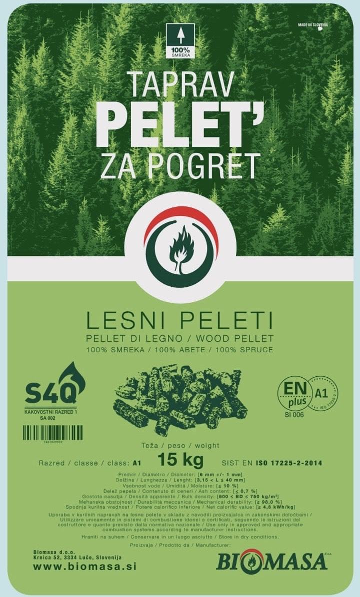 SLOVENSKI LESNI PELETI SMREKA A1 - 15KG