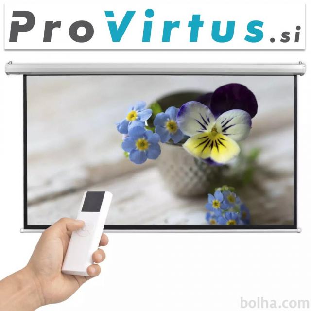 PLATNO ZA PROJEKTOR NA MOTORNI POGON Z DALJINCEM 200×114 CM