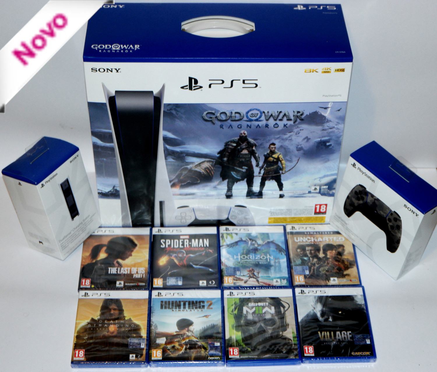 Playstation 5 GOW Ragnarök 9 iger pustolovski akcijski komplet+Dualsen