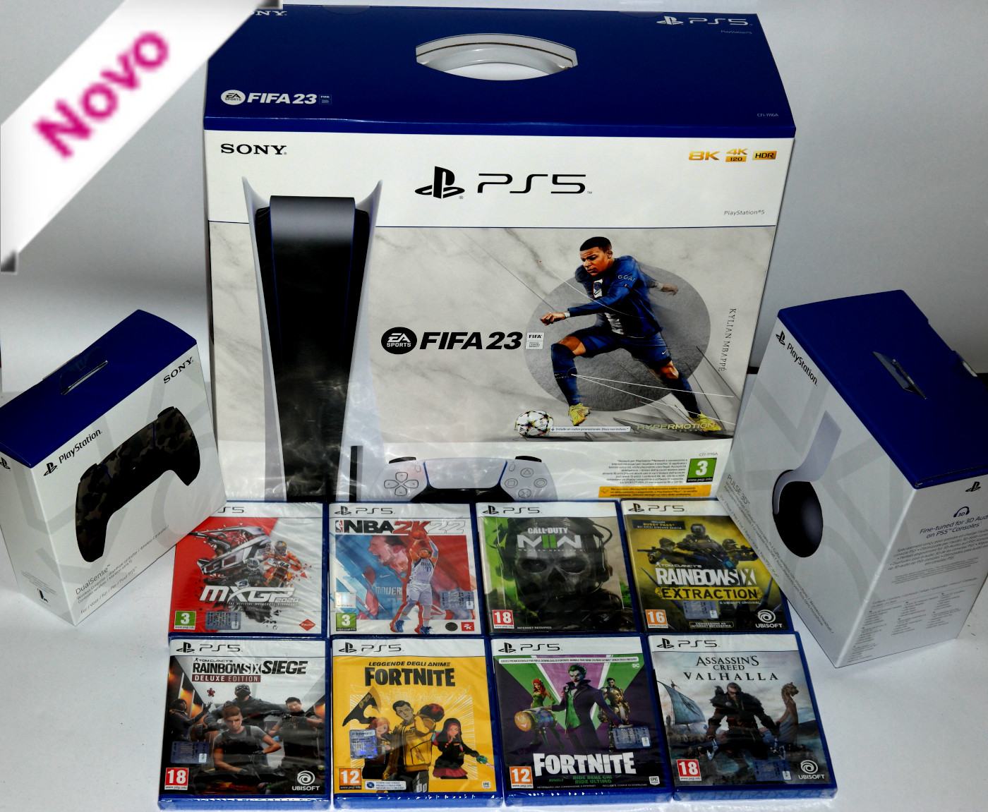 SONY Playstation 5 FIFA 23 komplet 7 iger+DSense+Pulse3D slušalke