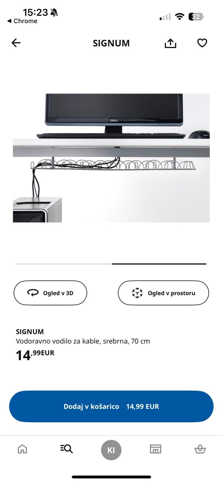 Signum vodoravno vodilo za kable 70 cm