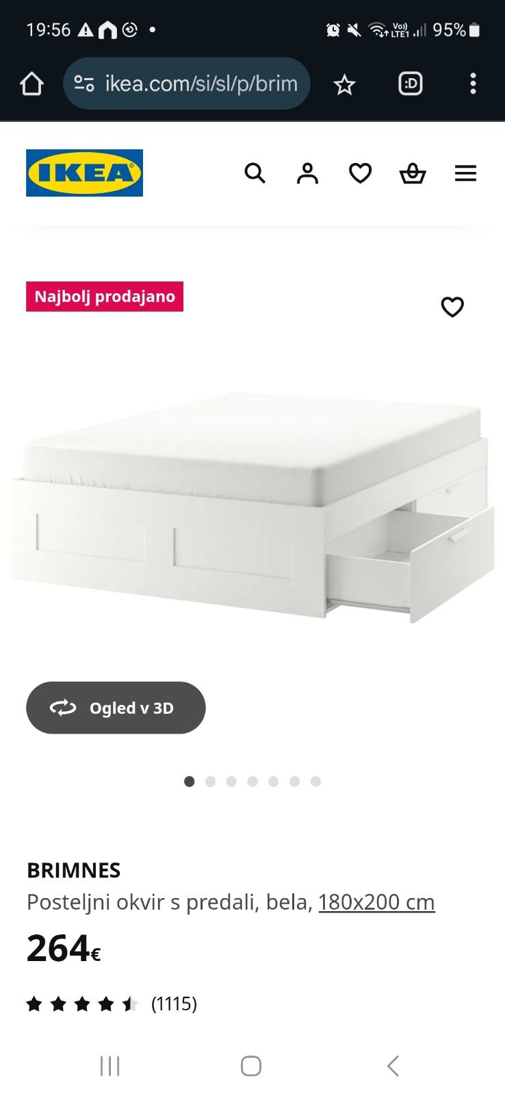 Postelja ikea brimnes kot nova