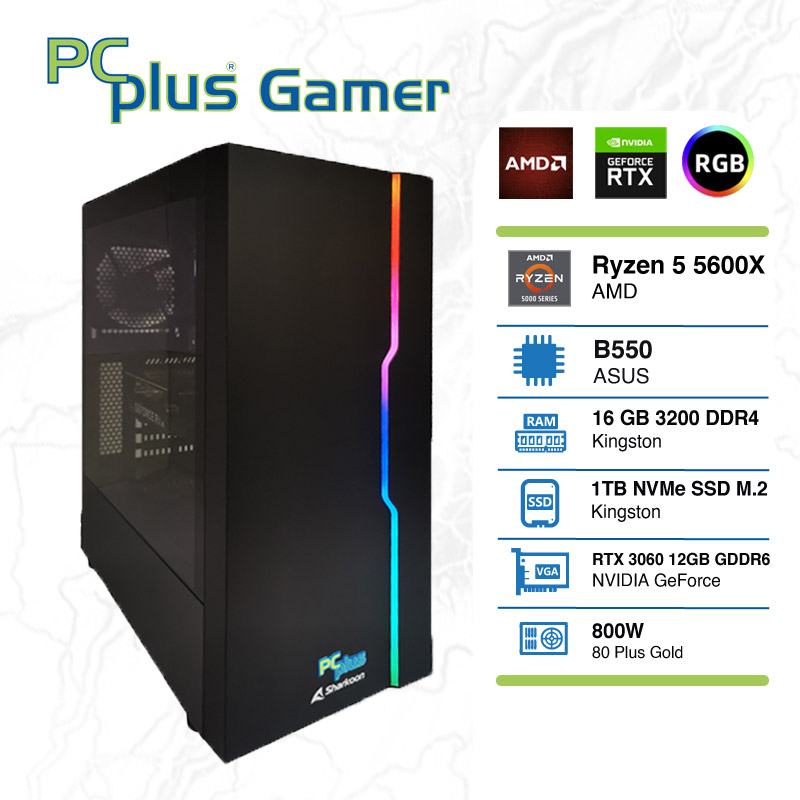 PCPLUS Gamer Ryzen 5 5600X/16GB/1TB/RTX3060 gaming namizni računalnik