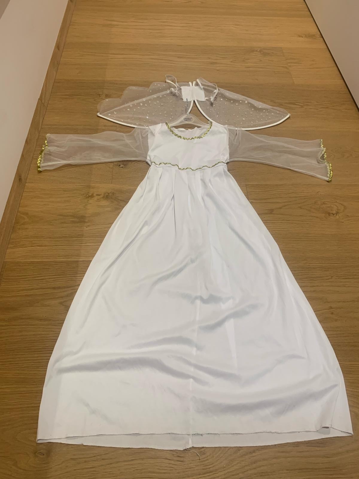 Pustni kostum angelček s krili za deklico 6-7 let (116-122 cm)